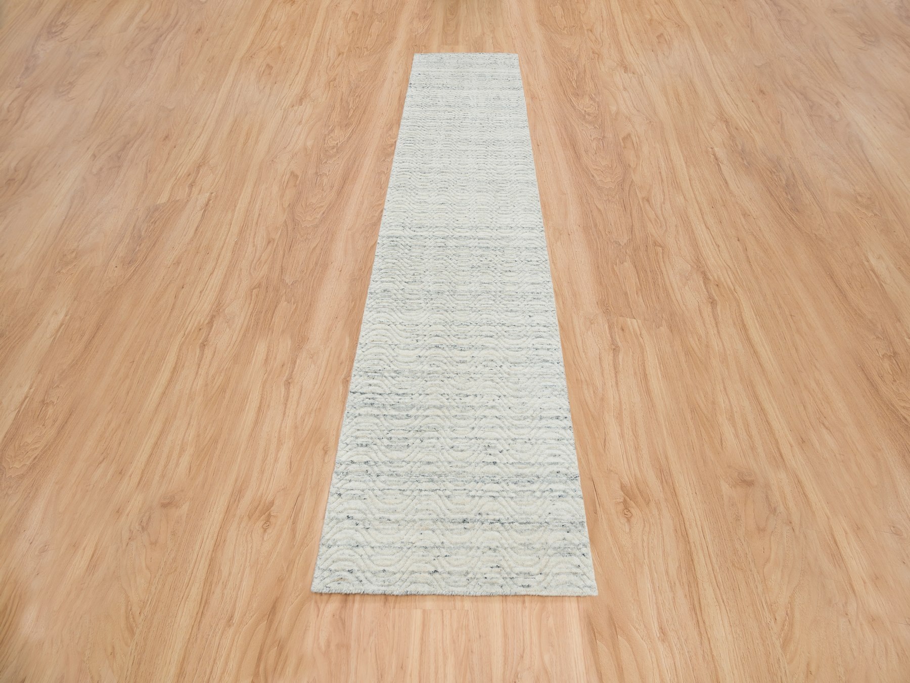 2'5"x12' Beige, Variegated Textured Modern Design, Hand Loomed Natural ...