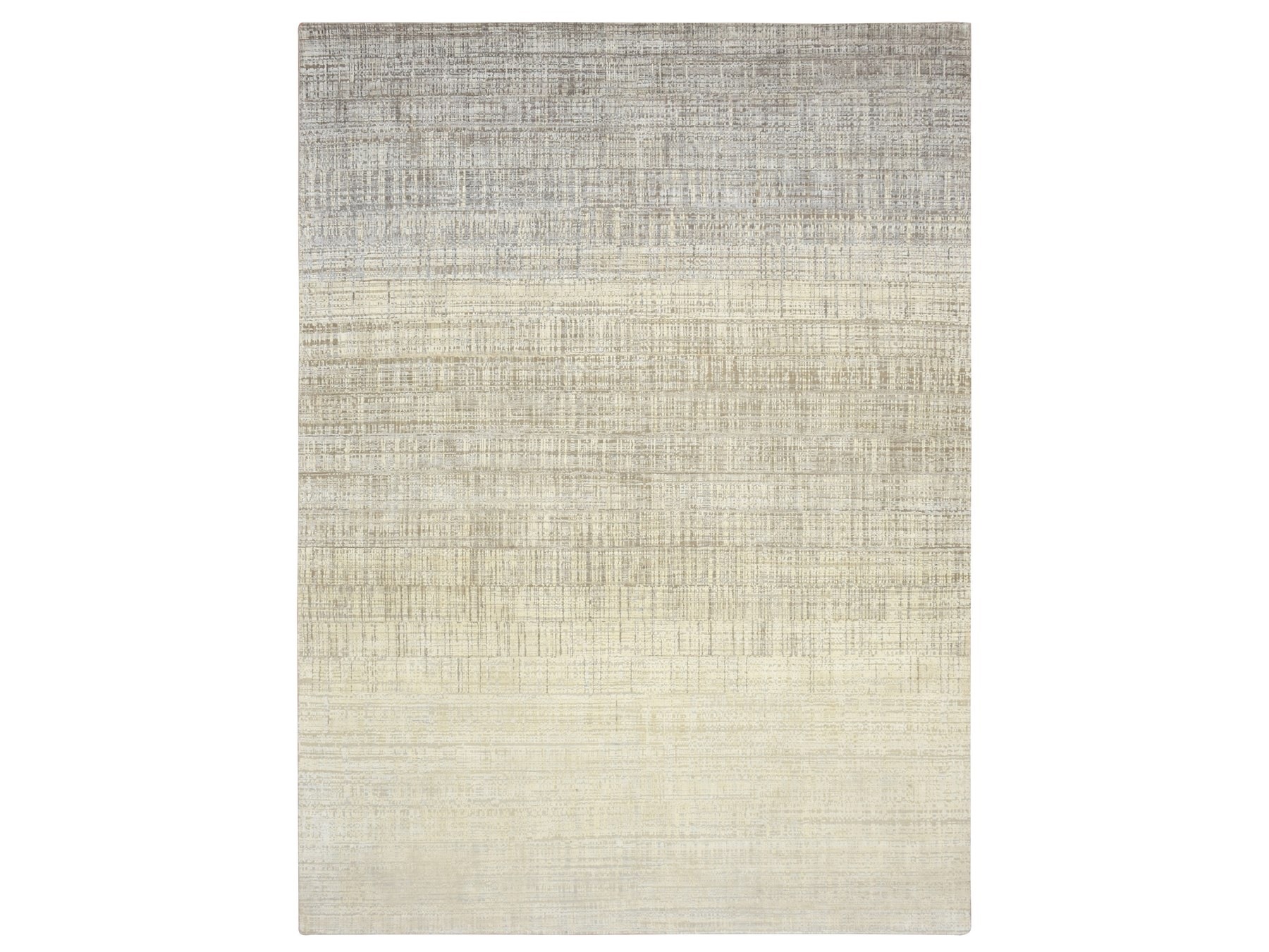 9'x12'4" Shades of Ivory, Gradation Design, Modern, Textured Wool ...