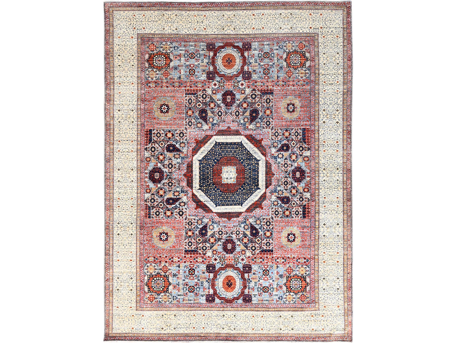 8'10"x12' Candy Red, Natural Wool, 200 KPSI, 14th Century Mamluk ...