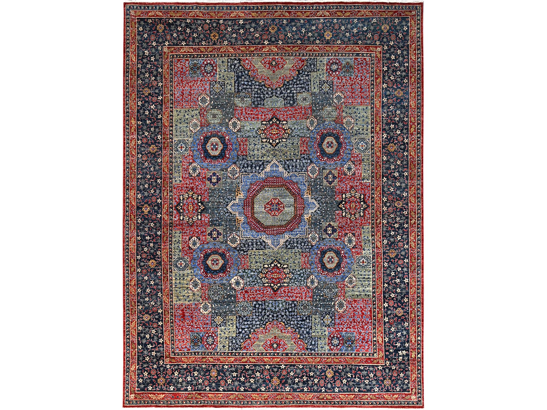 9'x12' Yale Blue, Hand Knotted 100% Wool, Natural Dyes, 200 KPSI, 14th ...