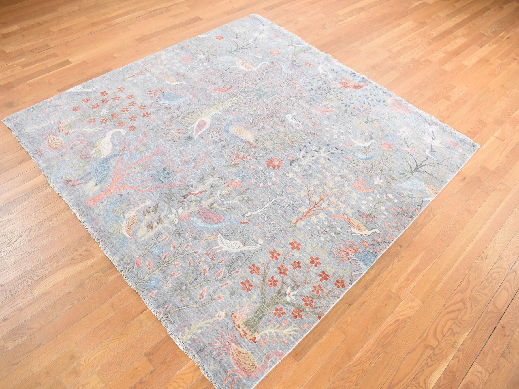 8'x8' Goose Gray, Afghan Peshawar Birds of Paradise, Vegetable Dyes ...